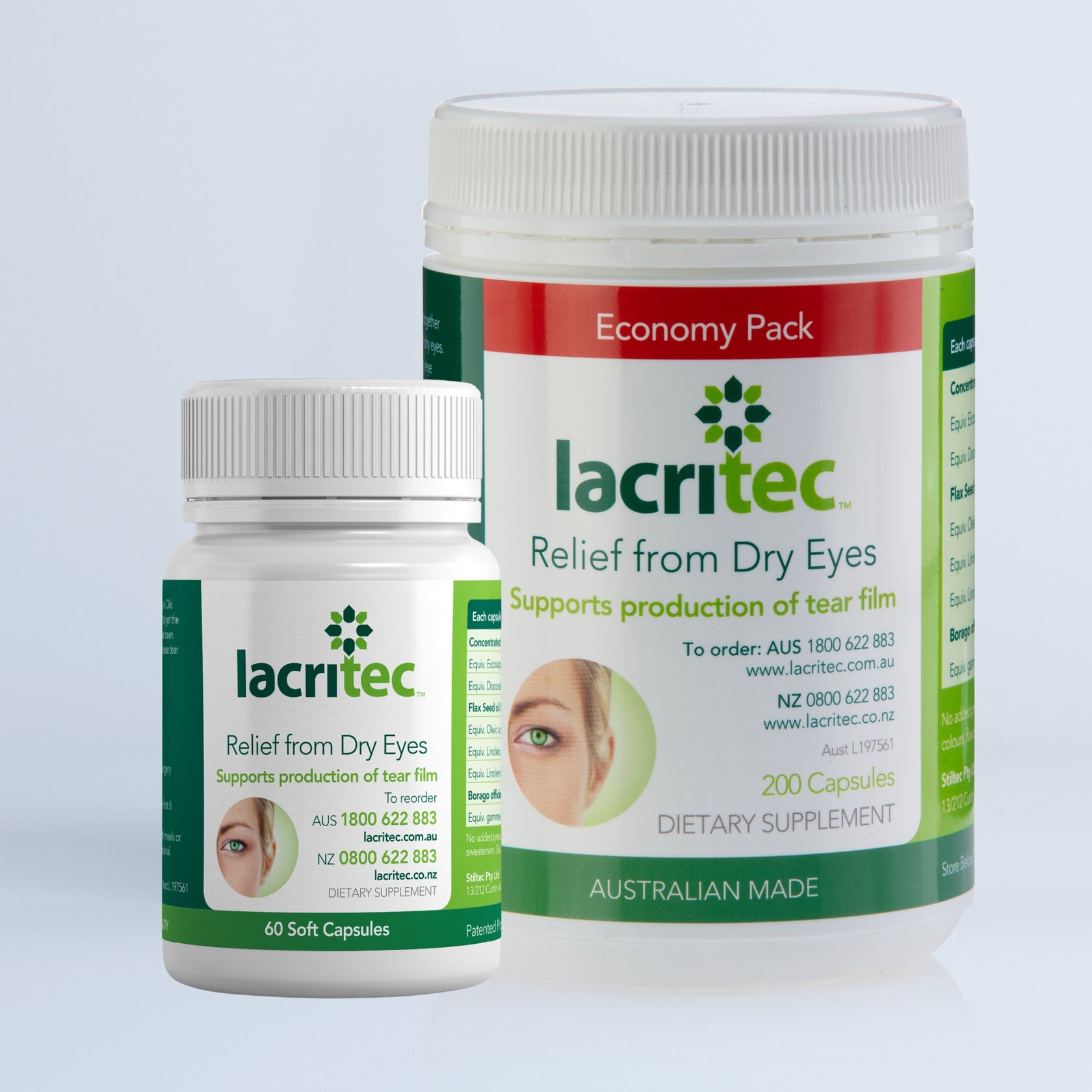 Lacritec Dry Eye Relief Supplement – Omega-3 & Flaxseed Oil – Stiltec